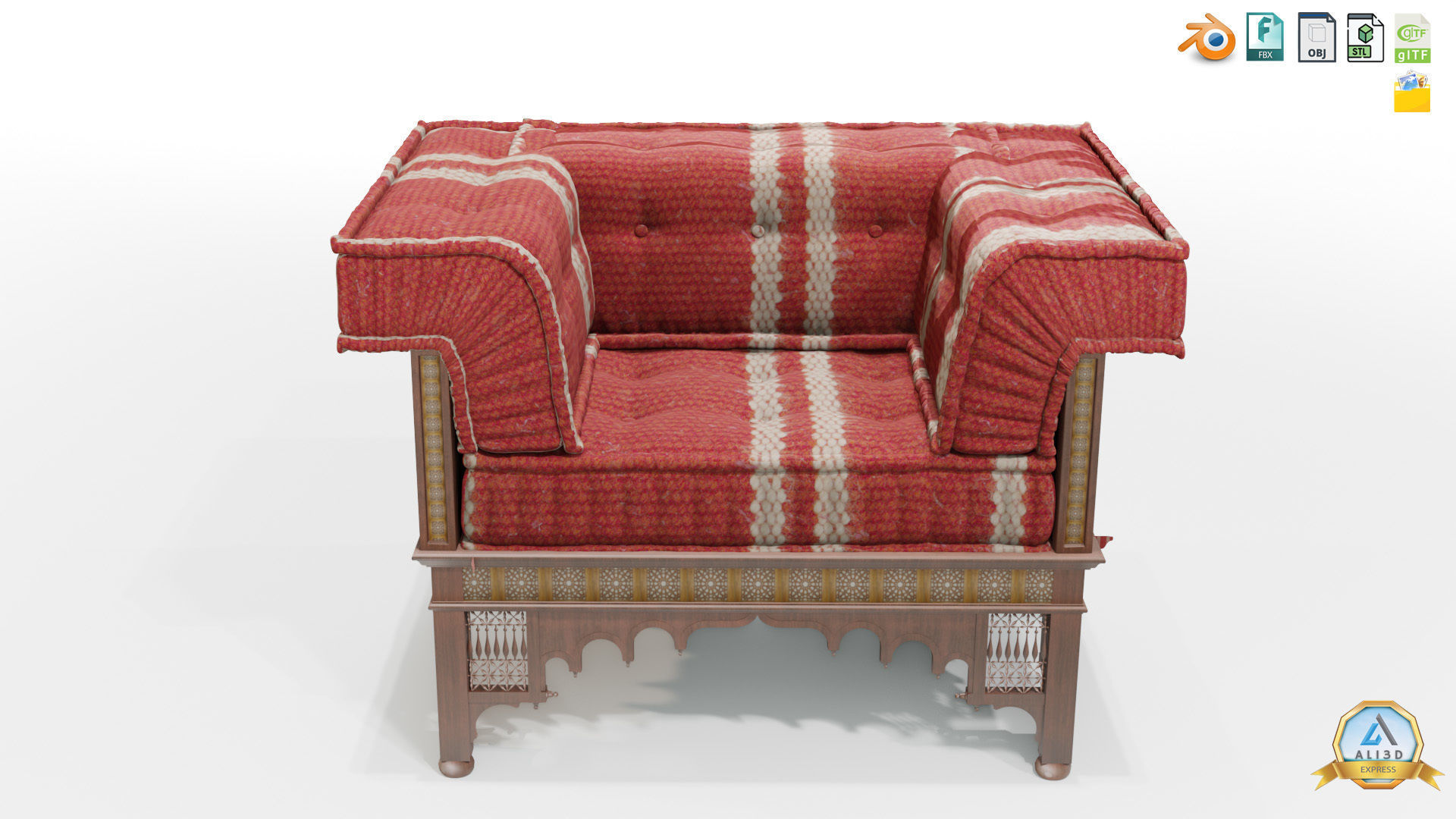 Stylized Sofa chair couch with Wooden patterns 3D model | CGTrader
