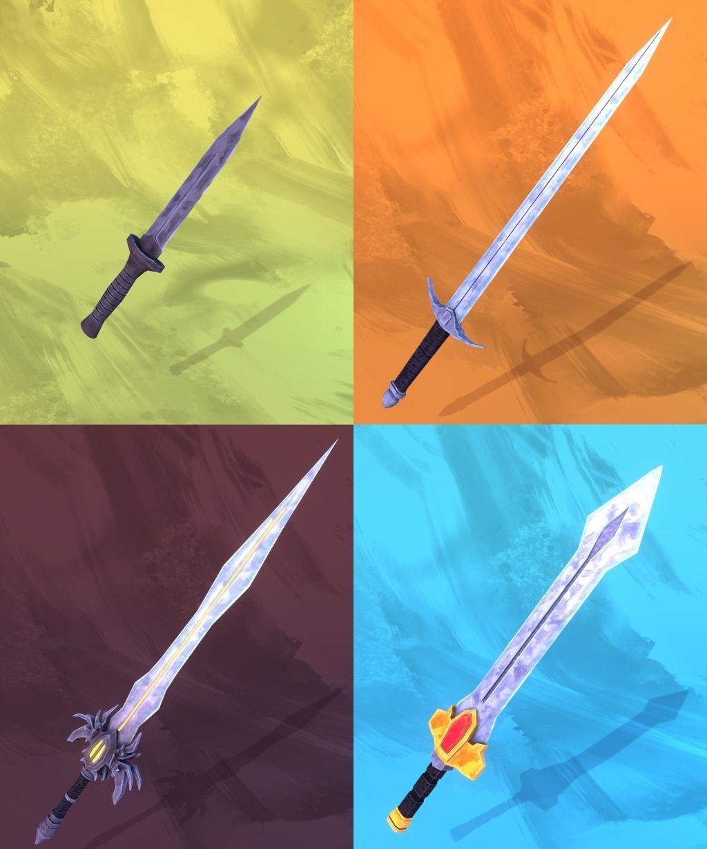 3D model Stylized Swords and Knives Pack VR / AR / low-poly | CGTrader