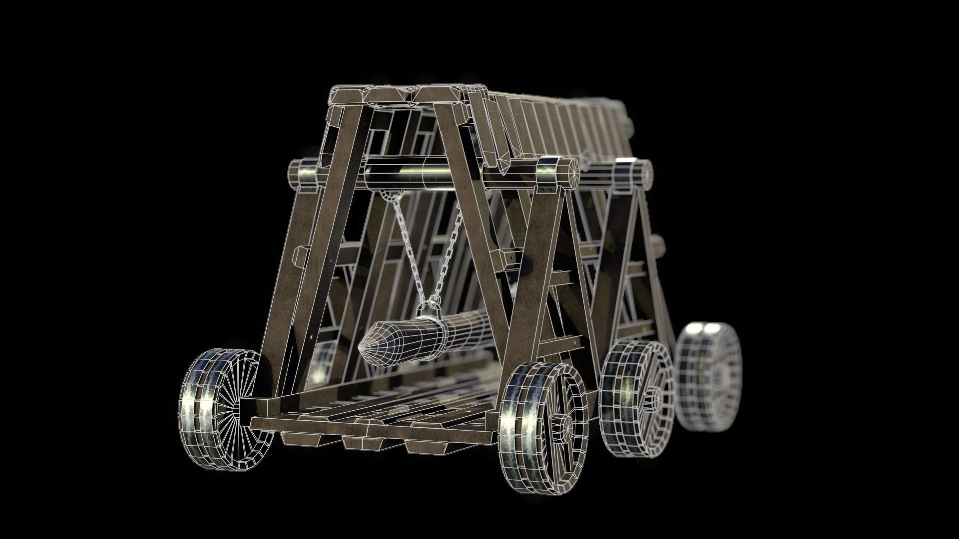 3D model Medieval Siege Weapon - Light Battering ram VR / AR / low-poly ...