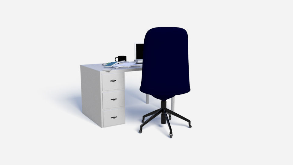 3D computer desk - Workstation 3D model 3D printable | CGTrader