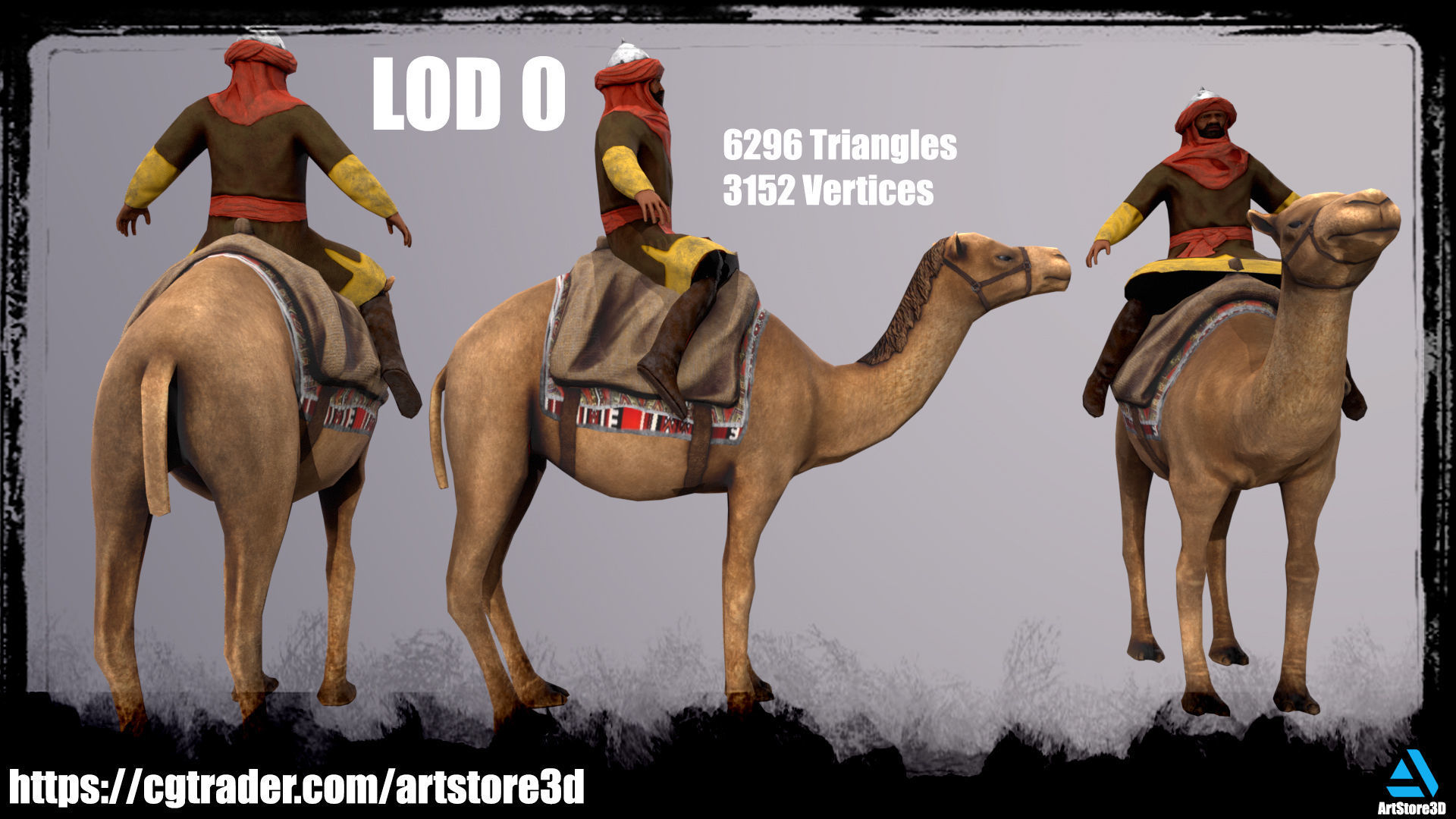 3D model Warrior Camel Rider-Arab-Optimize VR / AR / low-poly | CGTrader