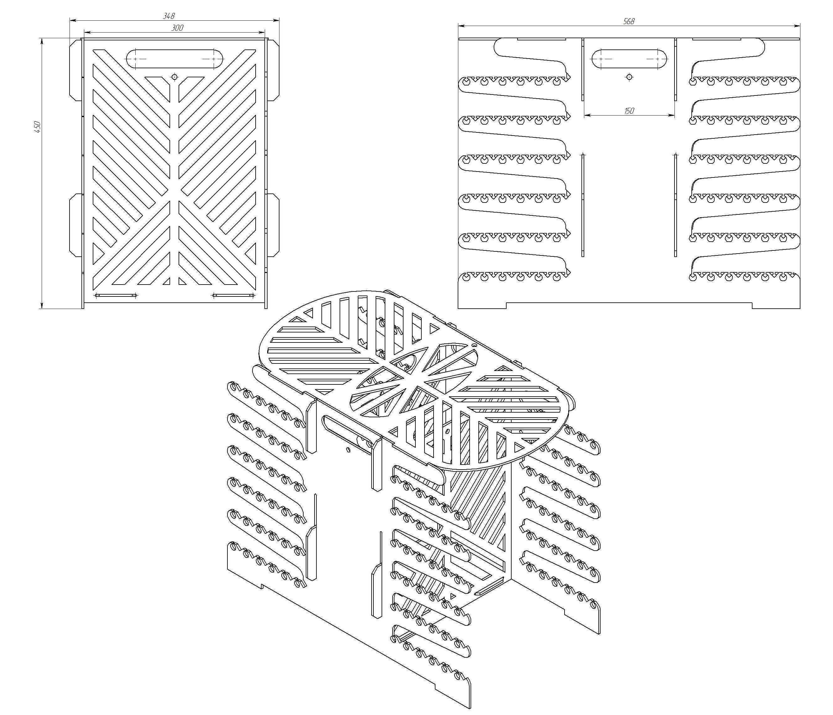 3D model Vertical collapsible brazier with design VR / AR / low-poly ...