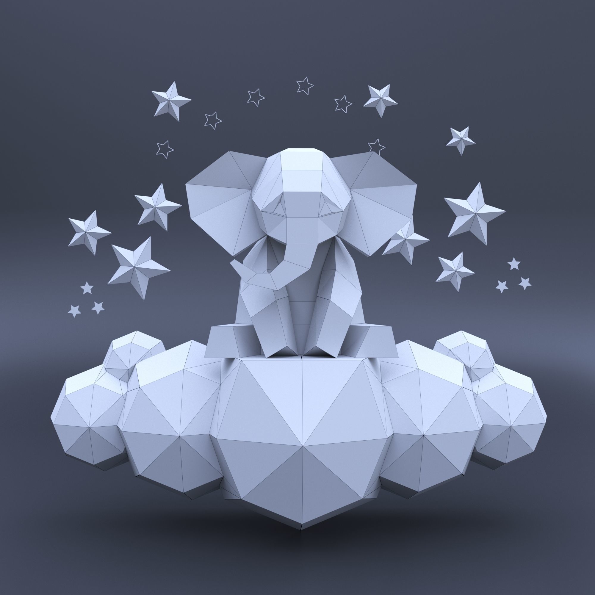Low Poly Elephant Model Origami 3D print model 3D print model 3D model ...