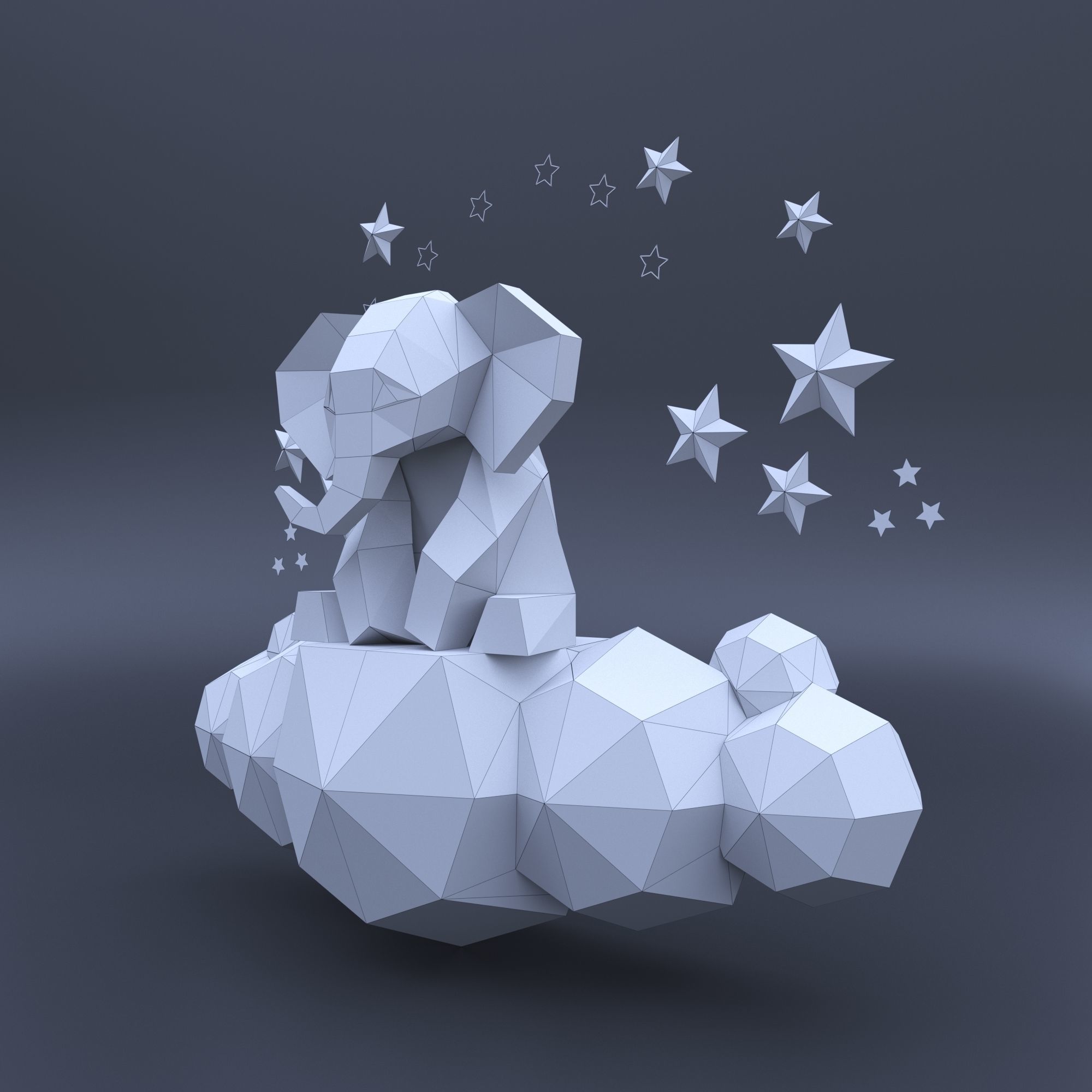 Low Poly Elephant Model Origami 3D print model 3D print model 3D model ...