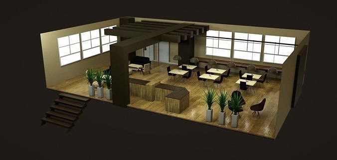 Interior cafe and restaurant model 3D model | CGTrader