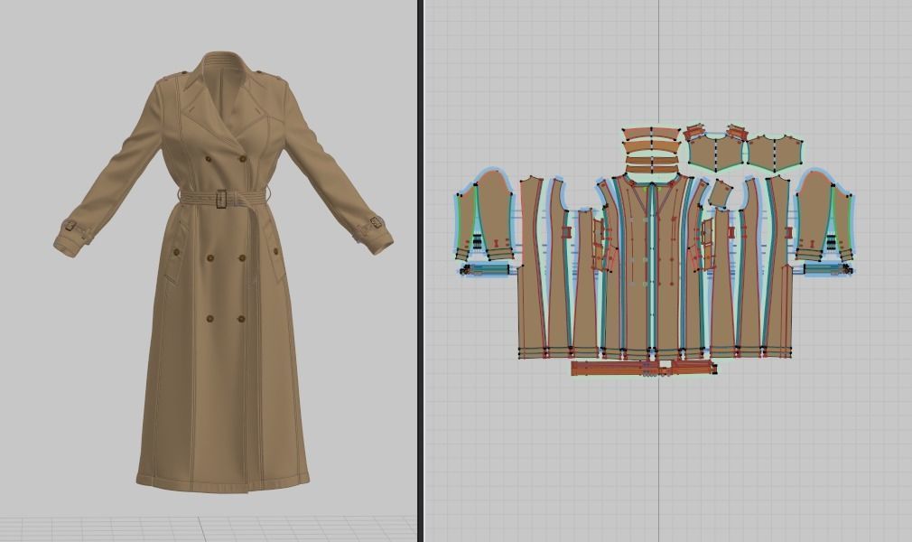 Womens Trench Coats Marvelous Designer project and OBJ 3D model | CGTrader