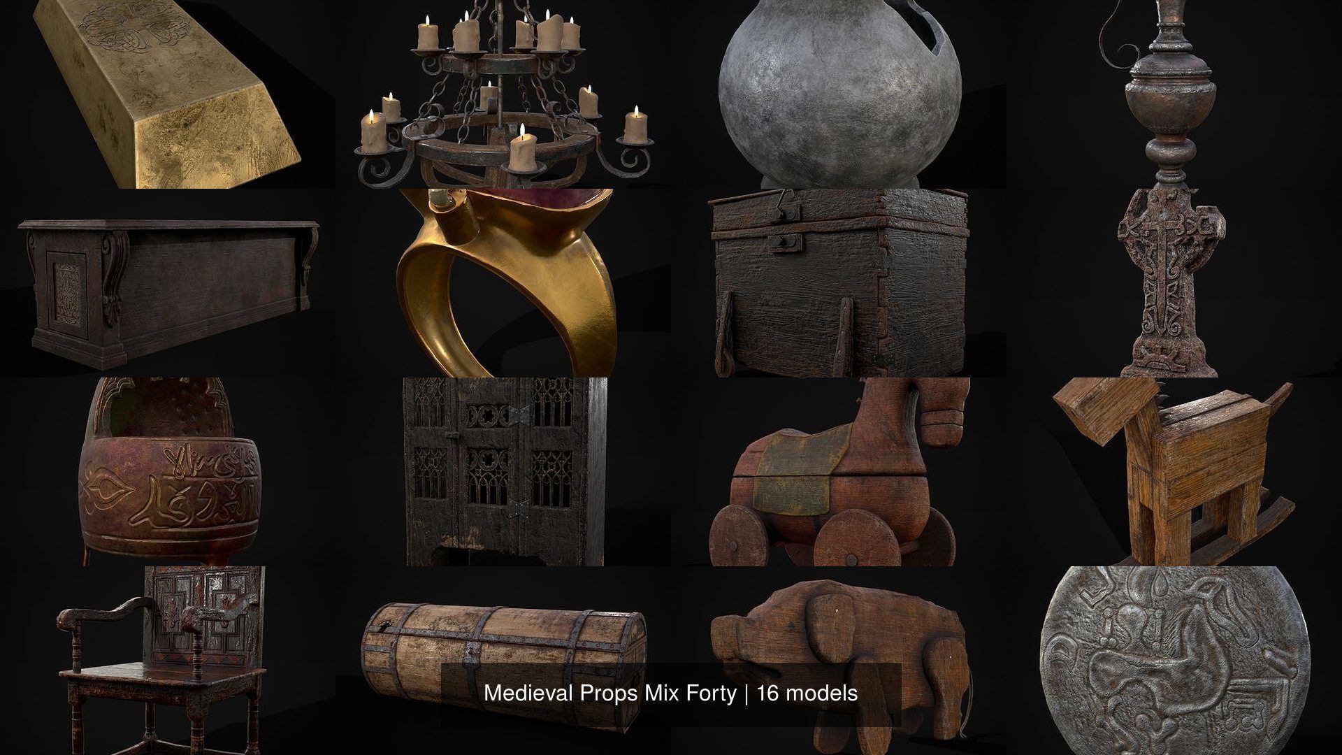 3D Model Collection Medieval Props Mix Forty VR / AR / low-poly | CGTrader