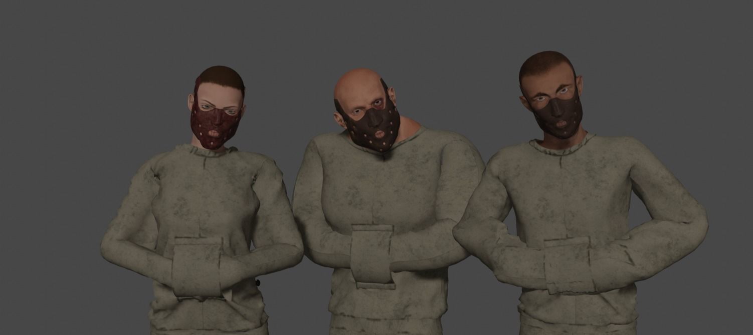 Mental Hospital Patients - Hannibal Masks 3D model rigged | CGTrader