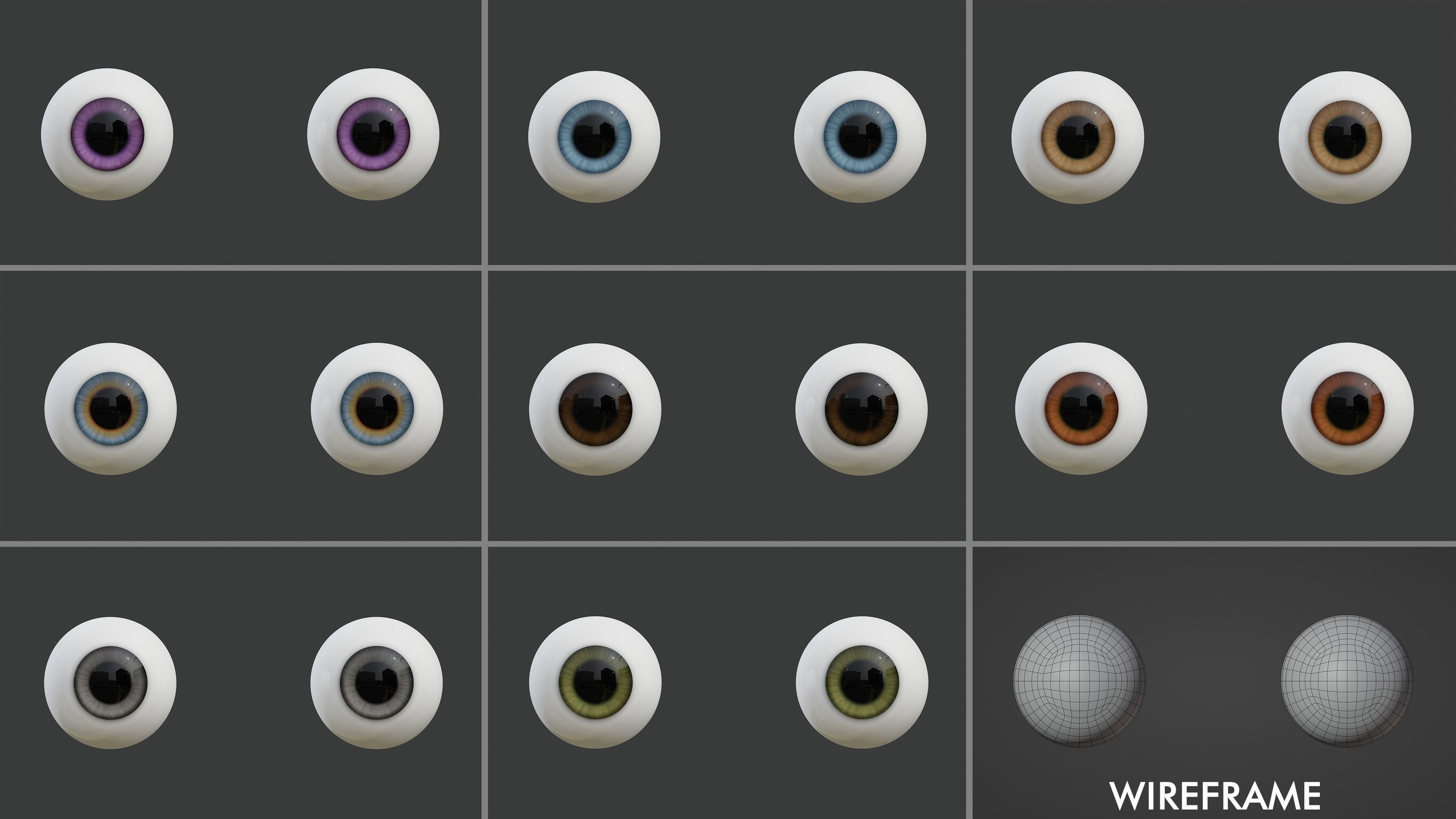 3D model 8 Semi-Realistic Cartoon Eyes Pack with 4k Textures VR / AR ...