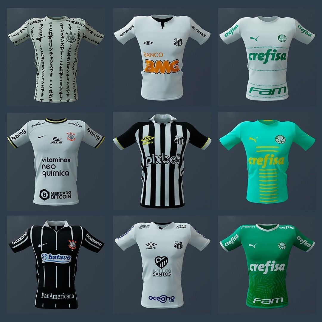 Uniforme de Futebol Paulista - Jersey Brazilian Soccer 3D model rigged ...