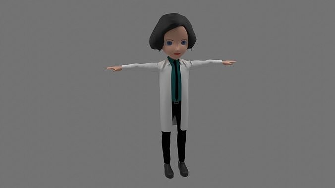 3D model Science - Cartoon Character Woman VR / AR / low-poly | CGTrader