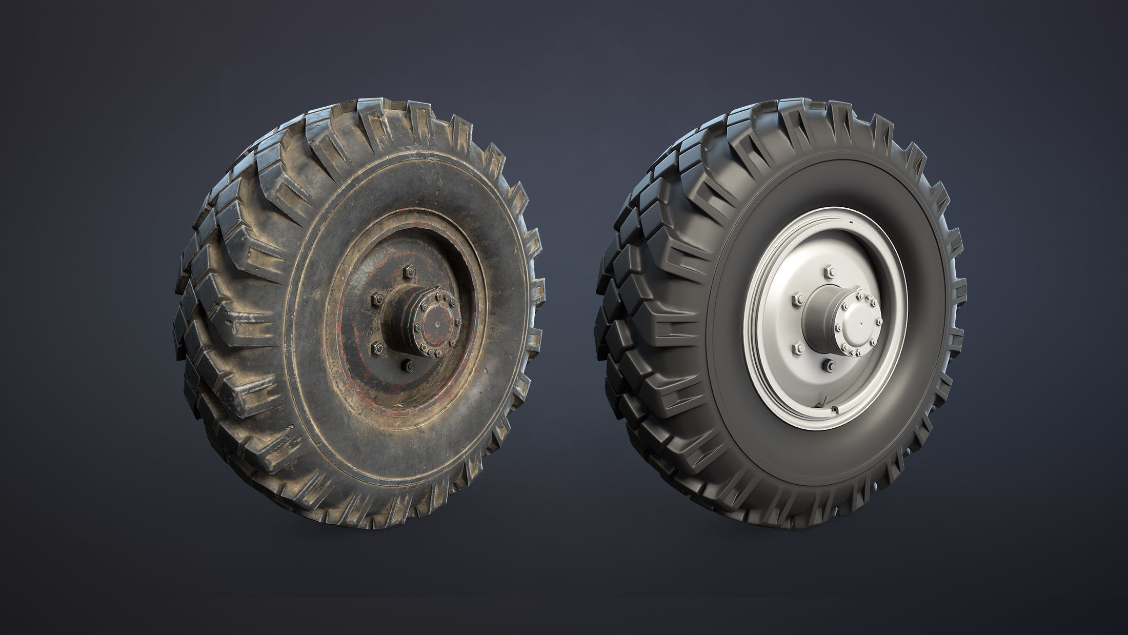 3D model BTR-40 APC and GAZ-63 Truck Wheel VR / AR / low-poly | CGTrader