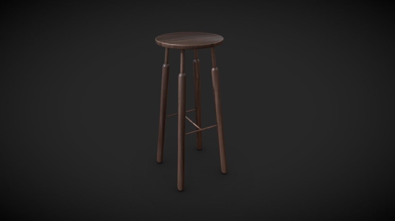 3D model Wooden Bar Stool - VR Ready VR / AR / low-poly | CGTrader
