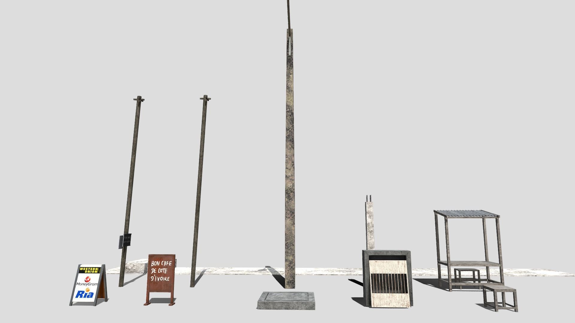 3D model Town Props VR / AR / low-poly | CGTrader