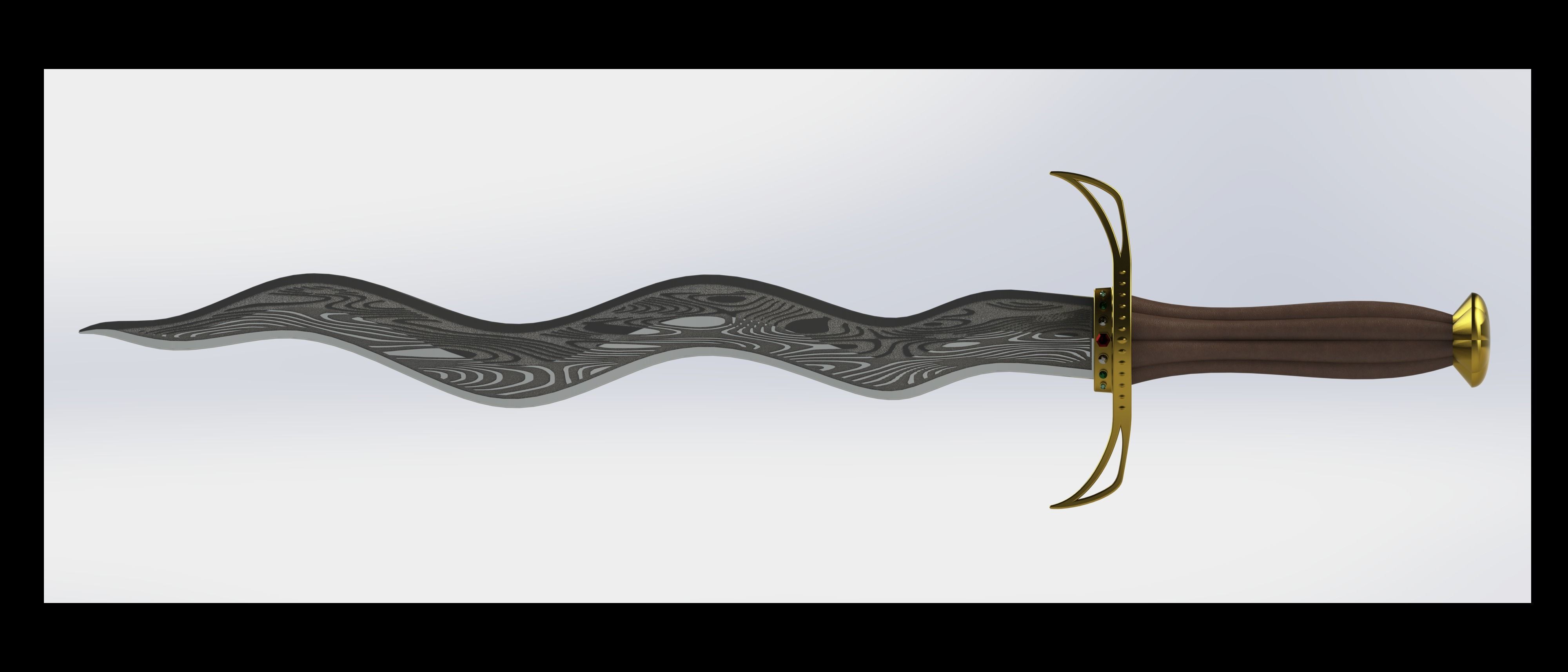 Kriss Dagger -Gem embedded Brass Guard 3D model 3D model 3D printable ...