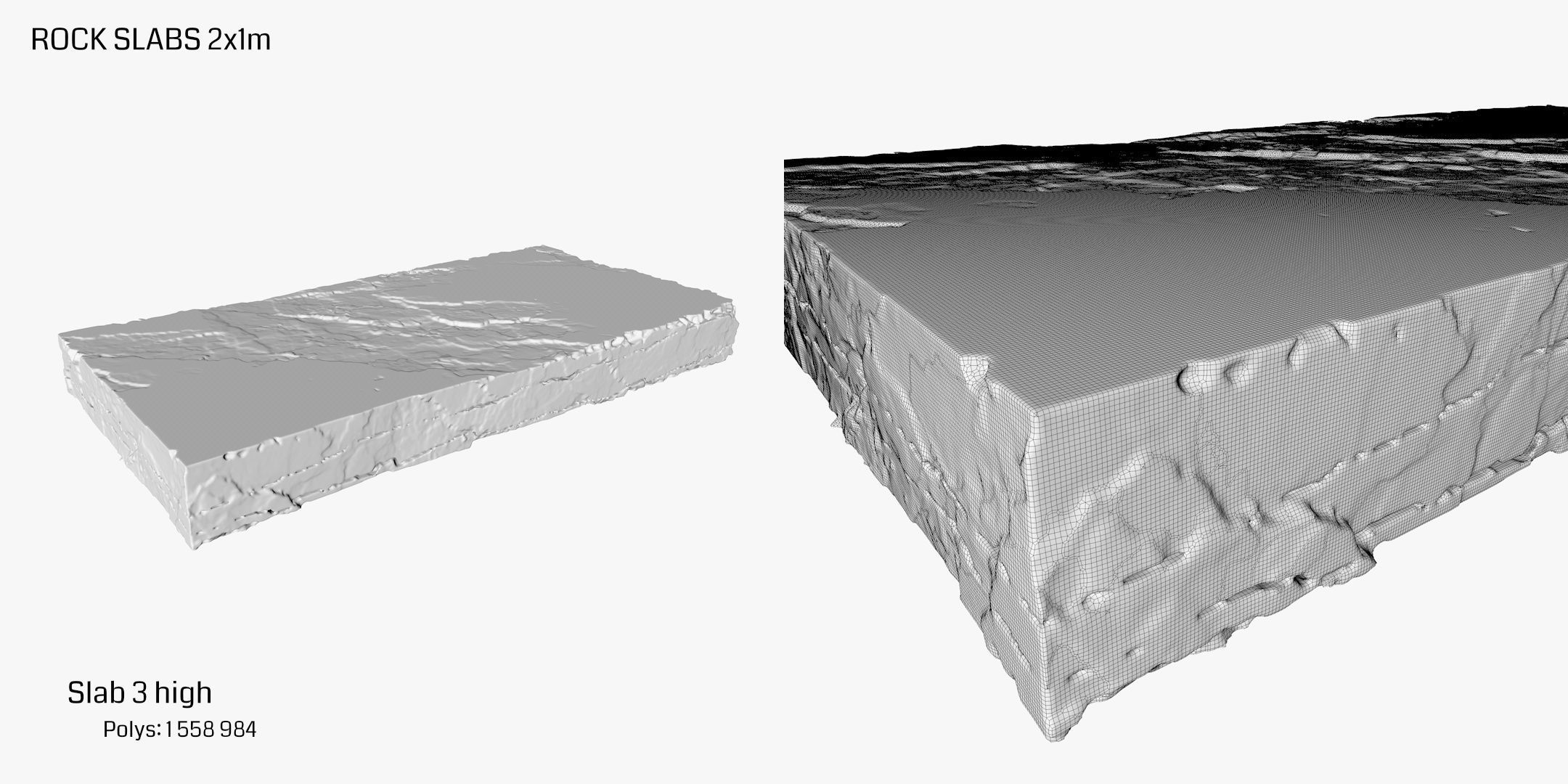 Rock slabs 2x1m 3D model | CGTrader