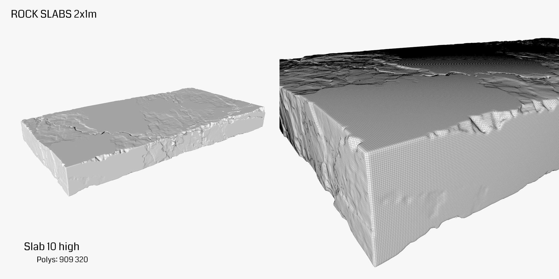 Rock slabs 2x1m 3D model | CGTrader