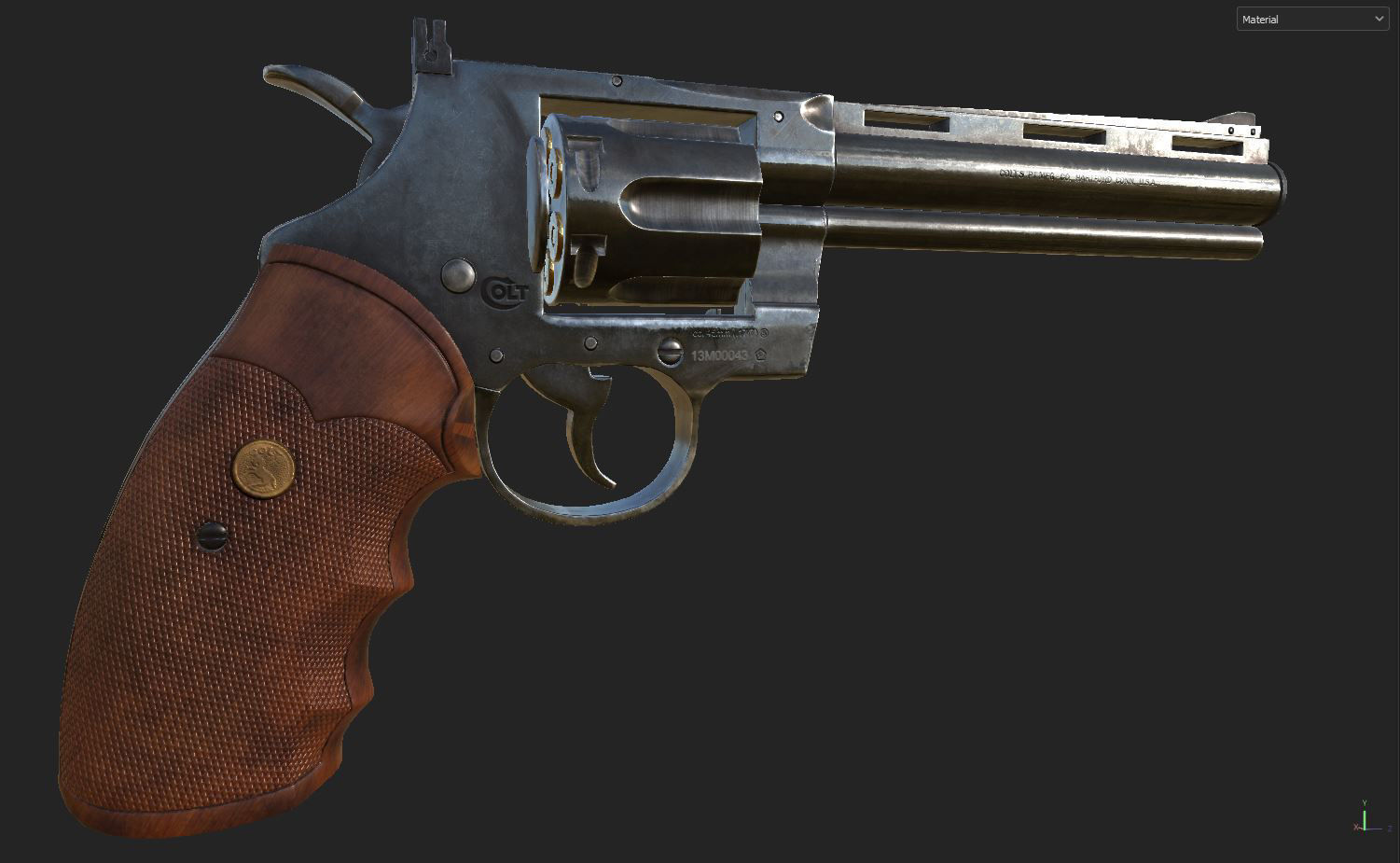 3D model PBR Colt Python 357 Magnum Revolver Mid-poly game ready VR ...