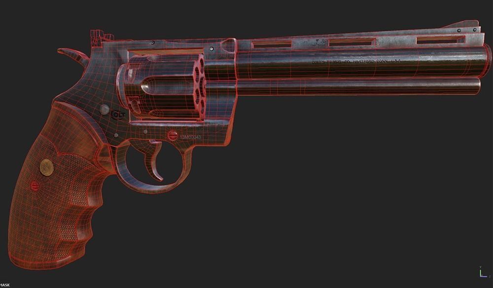 3D model PBR Colt Python 357 Magnum Revolver Mid-poly game ready VR ...
