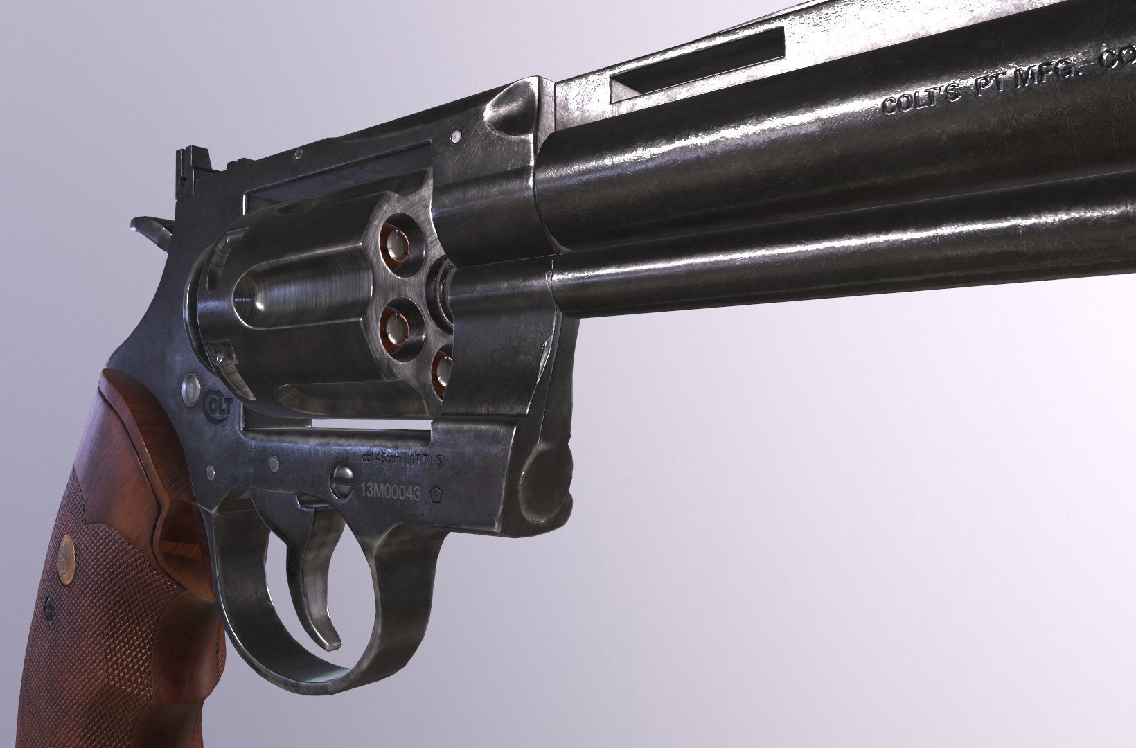 3D model PBR Colt Python 357 Magnum Revolver Mid-poly game ready VR ...