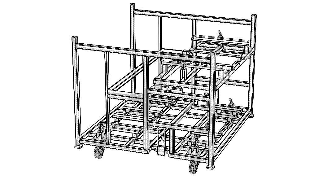 Stacking Rack Trolley of Car Seat 3D model rigged | CGTrader