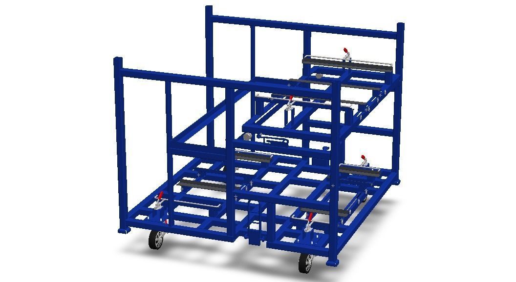 Stacking Rack Trolley of Car Seat 3D model rigged | CGTrader