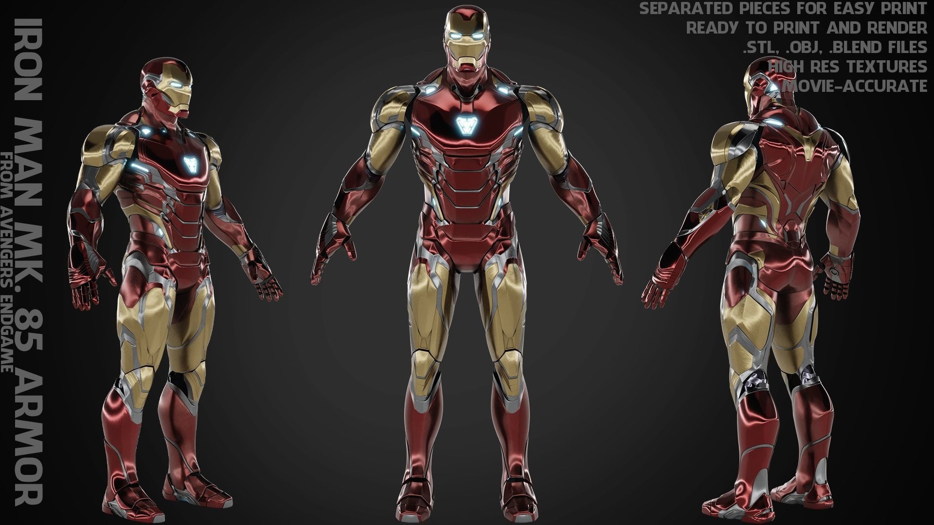 Iron Man Mark 85 Full Armor for Cosplay 3D print model 3D Model ...