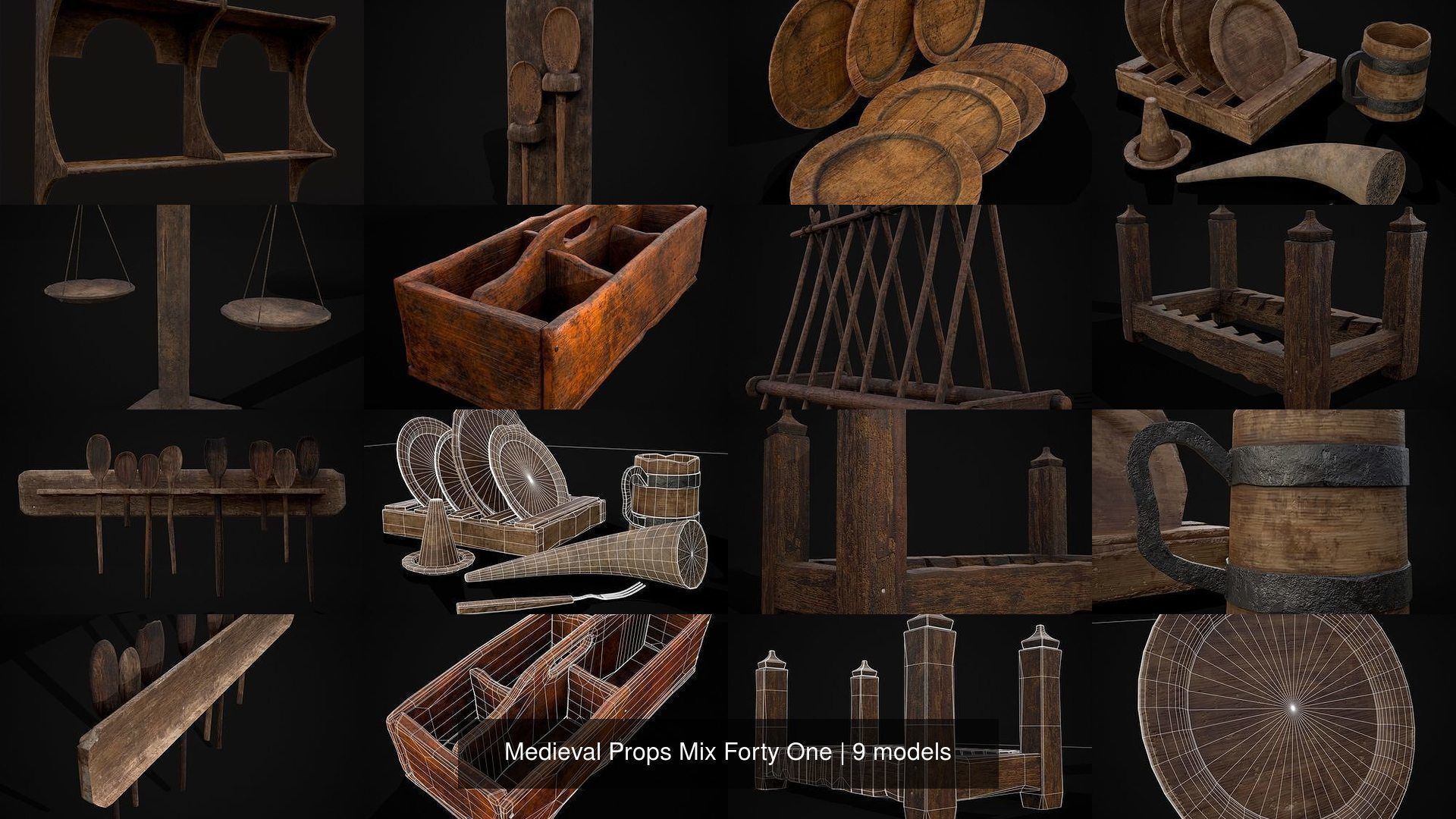 3D Model Collection Medieval Props Mix Forty One VR / AR / low-poly ...