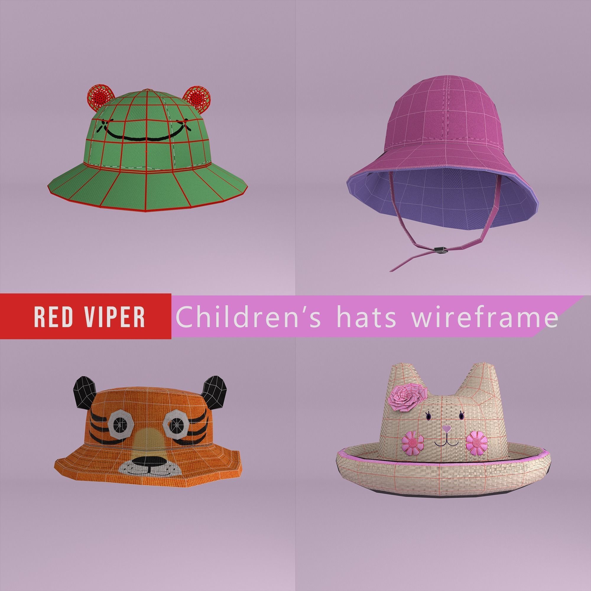 3D model Childrens stylized hats Mid Low Poly VR / AR / low-poly | CGTrader
