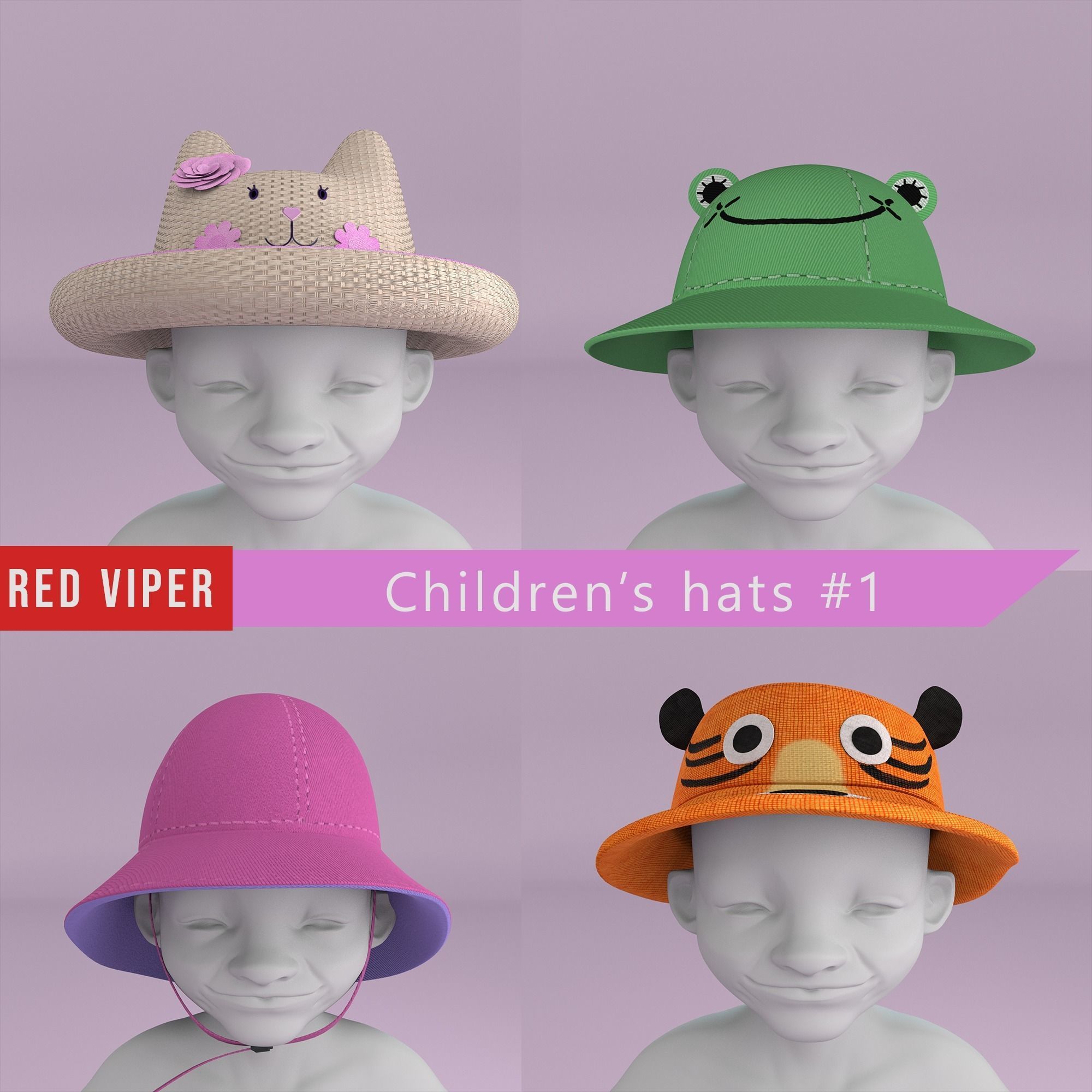 3D model Childrens stylized hats Mid Low Poly VR / AR / low-poly | CGTrader