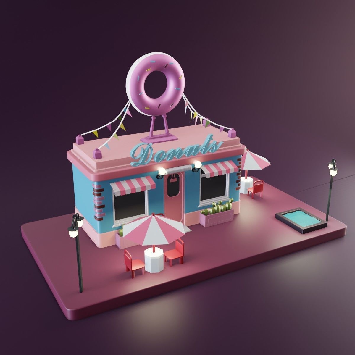 3D model donuts shop VR / AR / low-poly | CGTrader