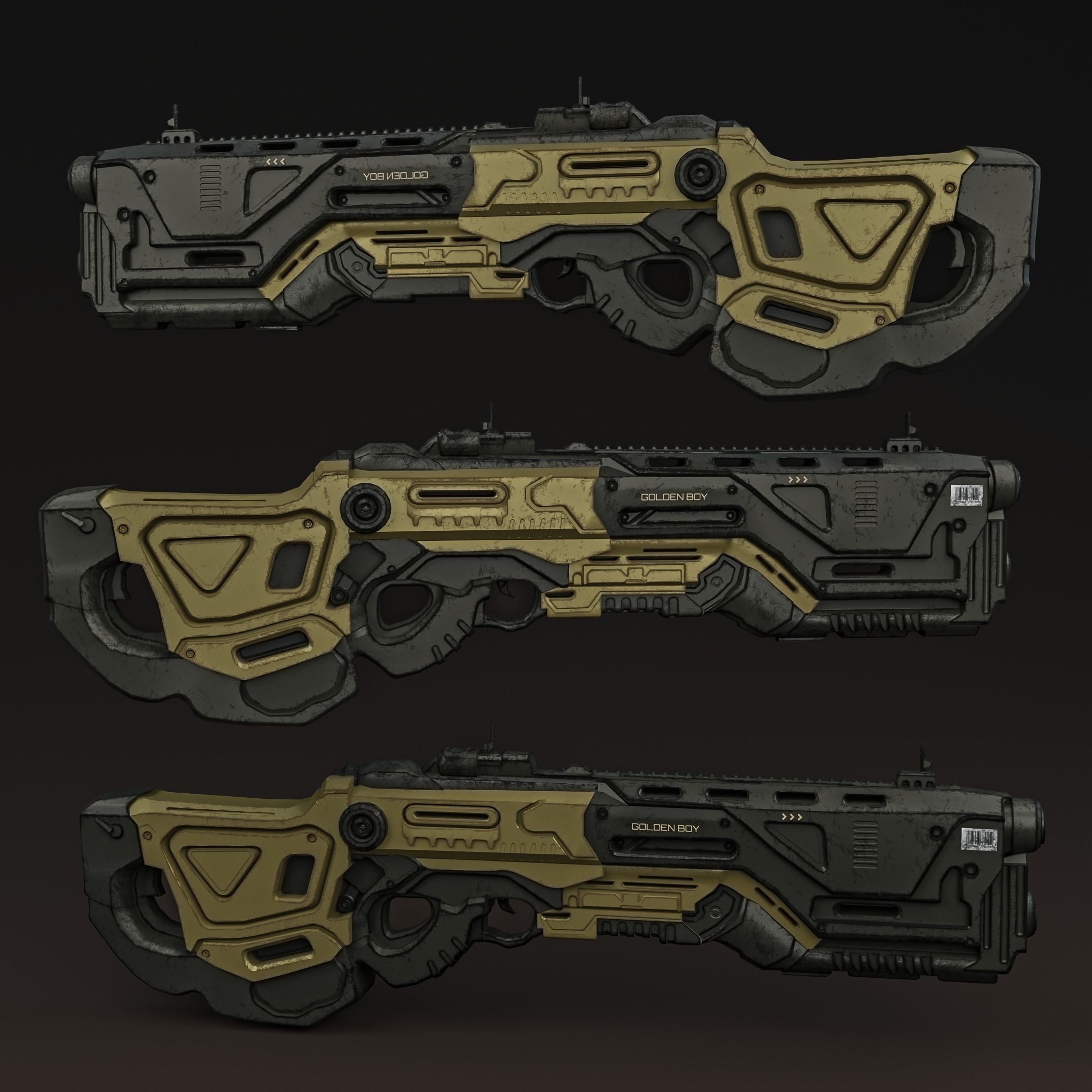 sci fi gun golden boy 3D model | CGTrader
