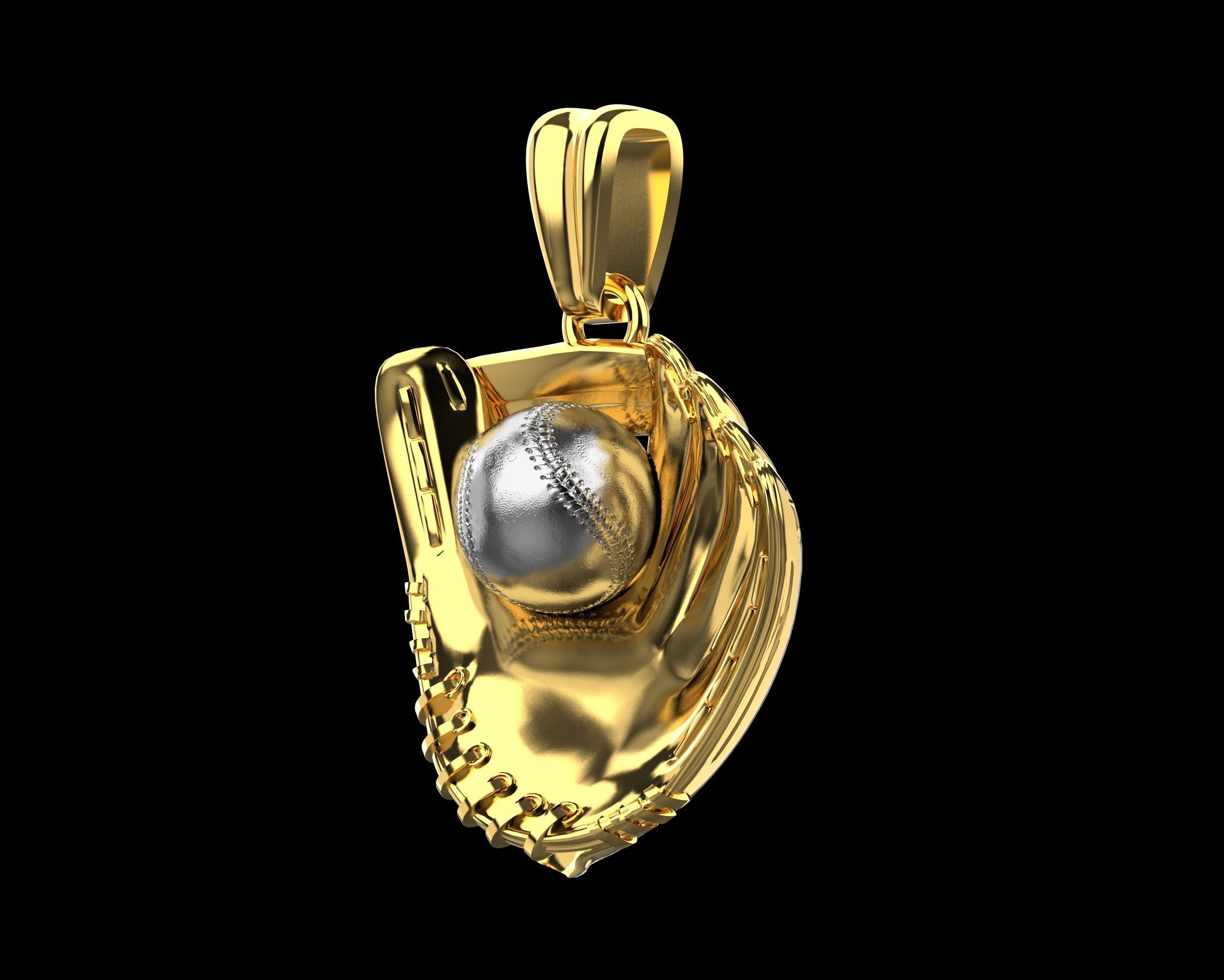 Baseball Glove and Ball Pendant N132 3D model 3D printable | CGTrader