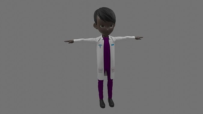 3D model Doctor - Cartoon Character Afro Man VR / AR / low-poly | CGTrader