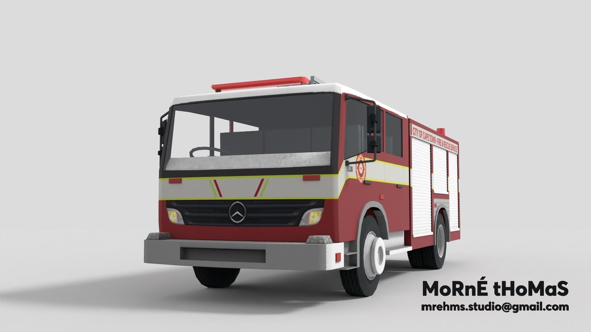 Cape Town Fire Engine free 3D model rigged | CGTrader