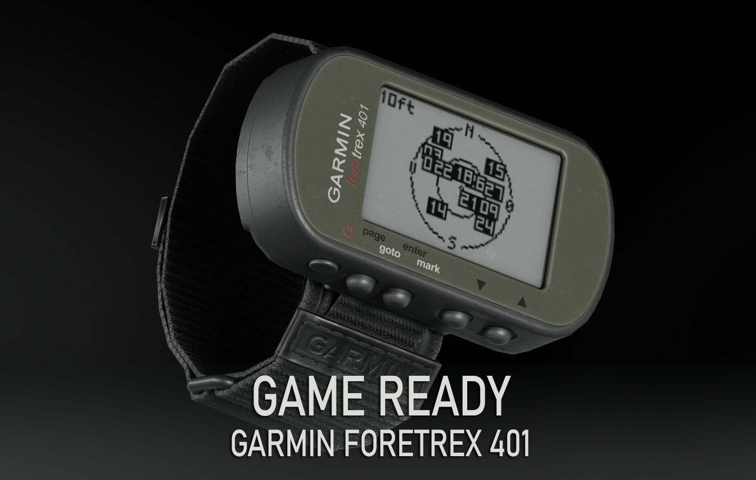 3D model Game-Ready GARMIN Foretrex 401 Wrist top VR / AR / low-poly ...