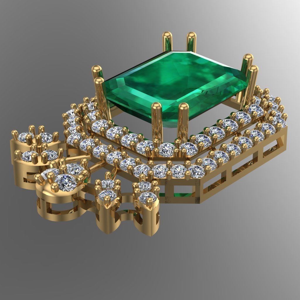 Diamond and Emerald Earring 3D print model 3D model 3D printable | CGTrader