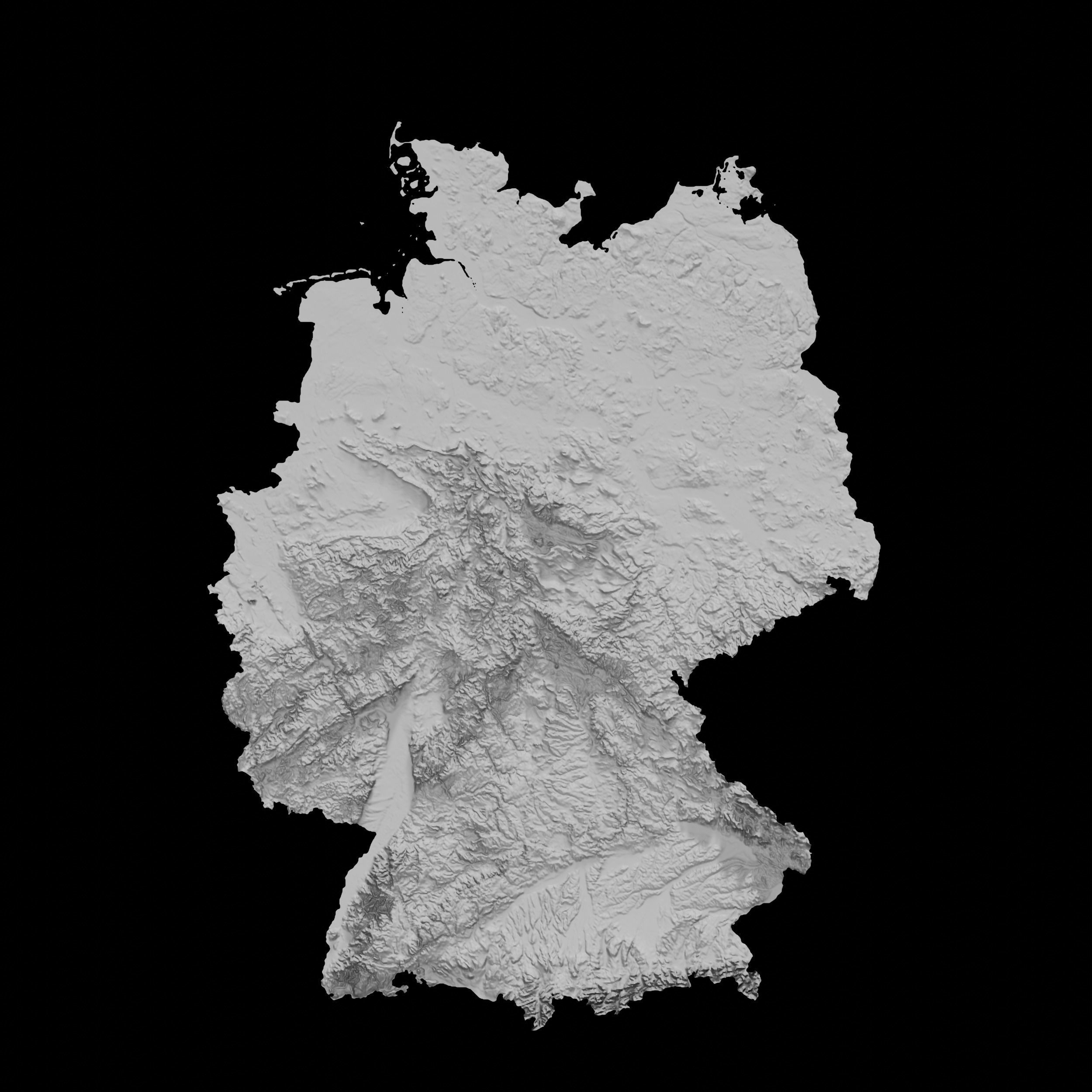 3D Topographical Map Model of Germany 3D model 3D printable | CGTrader