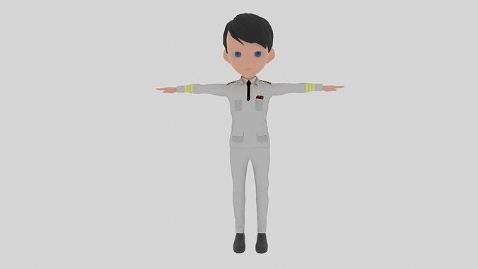 3D model Commander - Cartoon Character Man VR / AR / low-poly | CGTrader