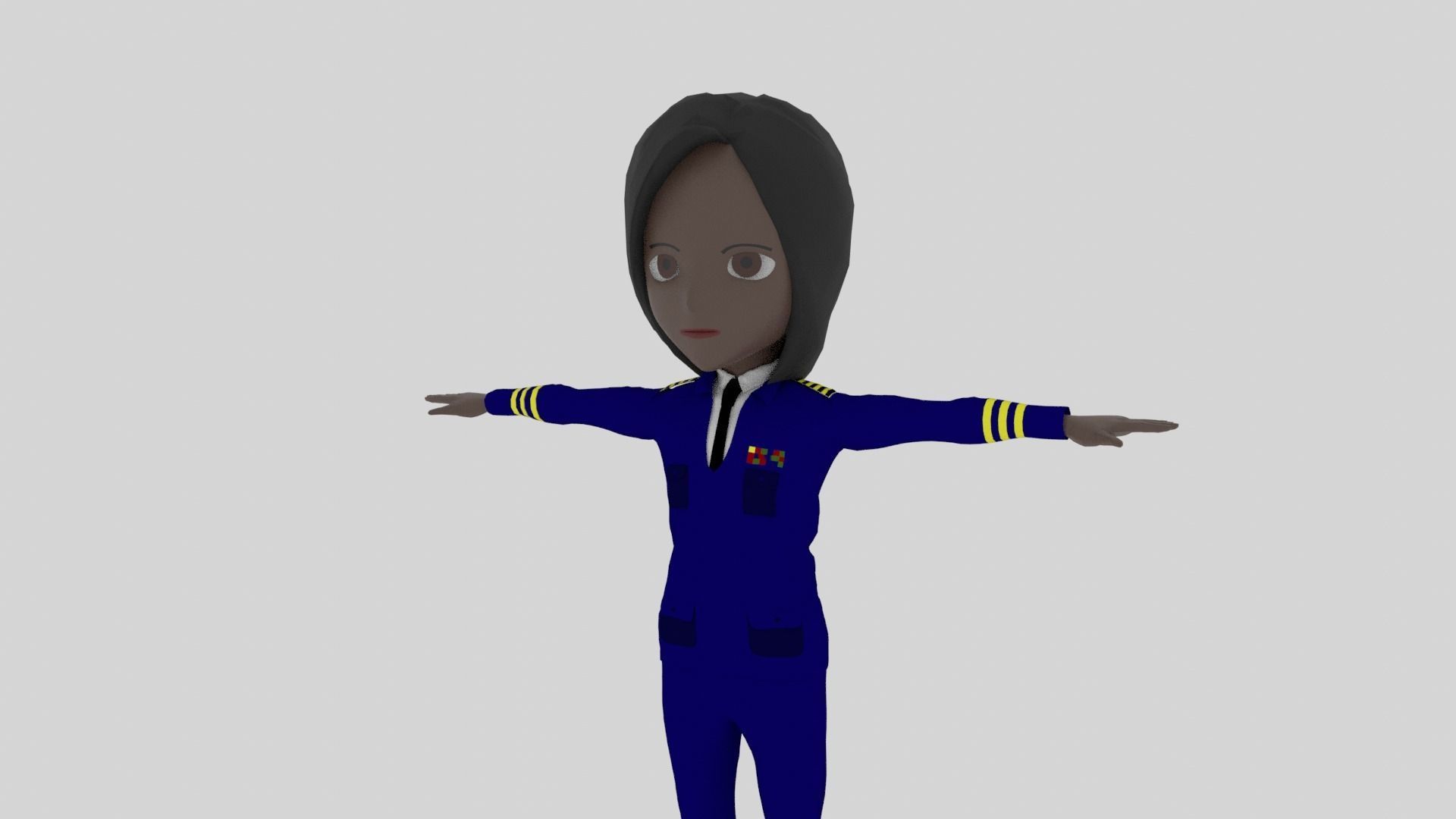 3D model Commander - Cartoon Character Afro Woman VR / AR / low-poly ...