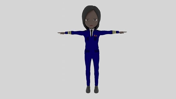 3D model Commander - Cartoon Character Afro Woman VR / AR / low-poly ...