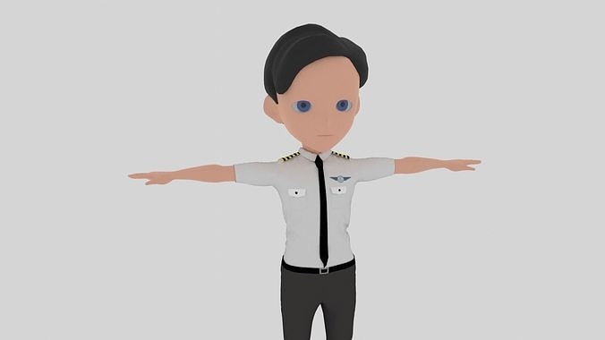 3D model Pilot - Cartoon Character Man VR / AR / low-poly | CGTrader