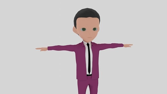 3D model Cartoon Character Man With Suit VR / AR / low-poly | CGTrader