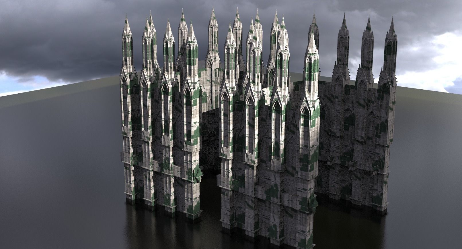 Alien Moss Ruins Tower Cathedral exterior 2 3D model | CGTrader