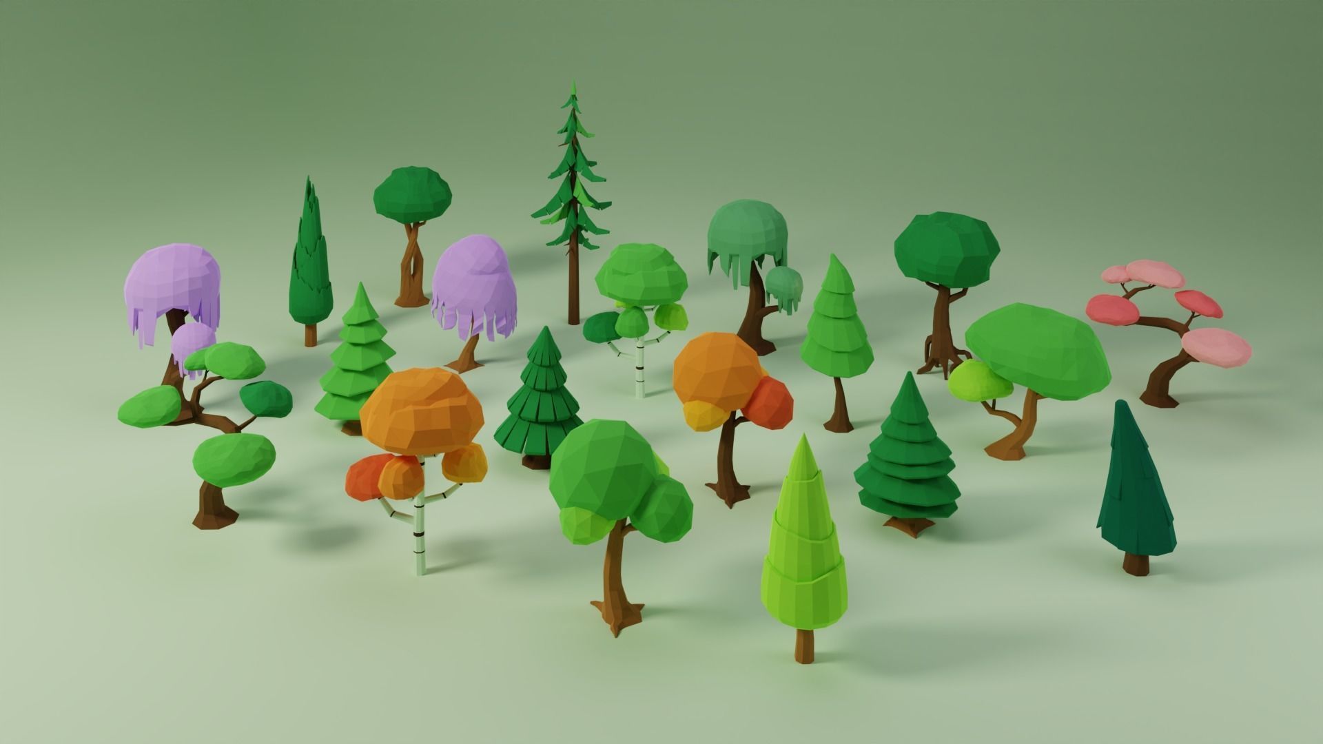 Low Poly Trees Pack 01 3D model | CGTrader