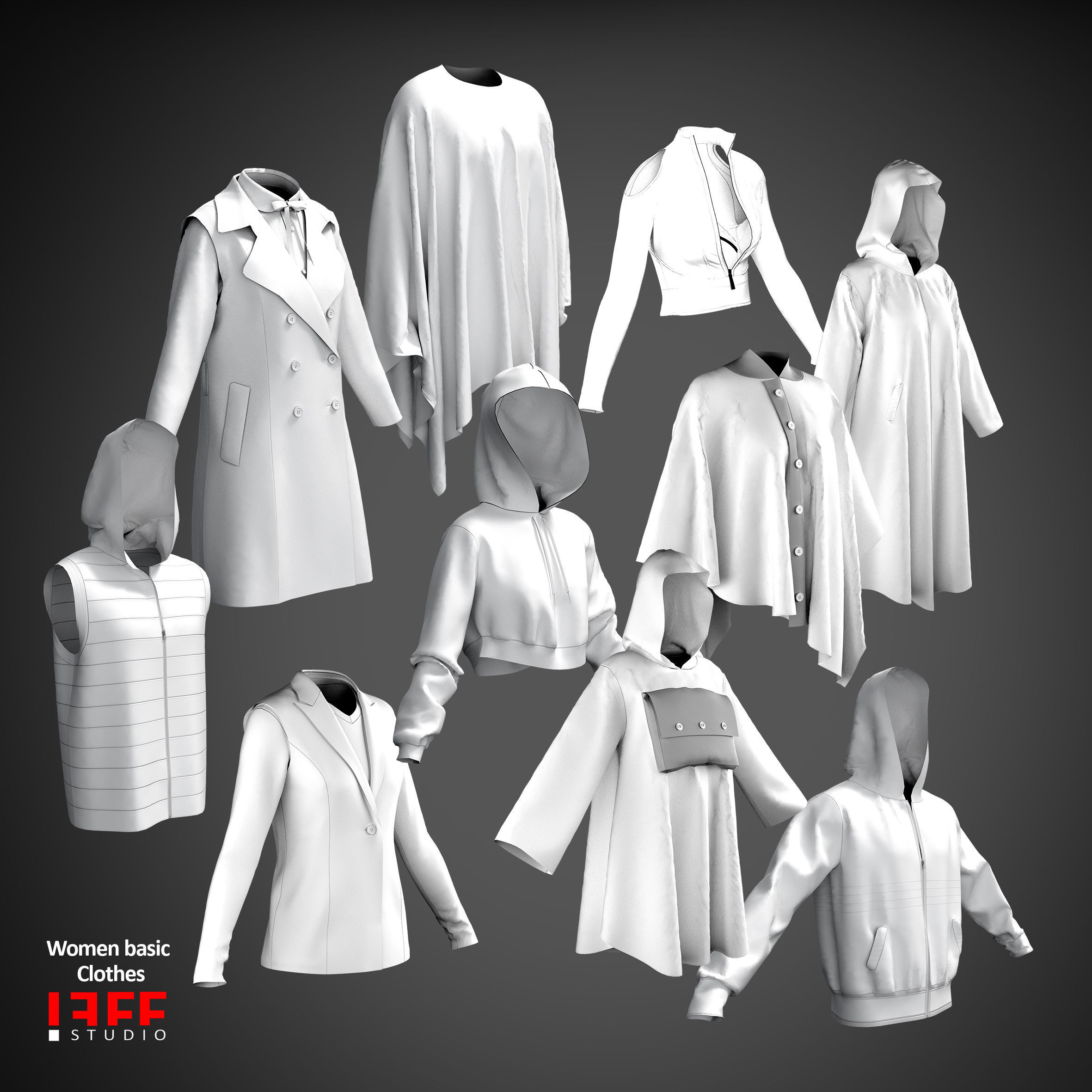 3D model 93 BASIC CLOTHES AND ACCESSORIES MODELS VR / AR / low-poly ...