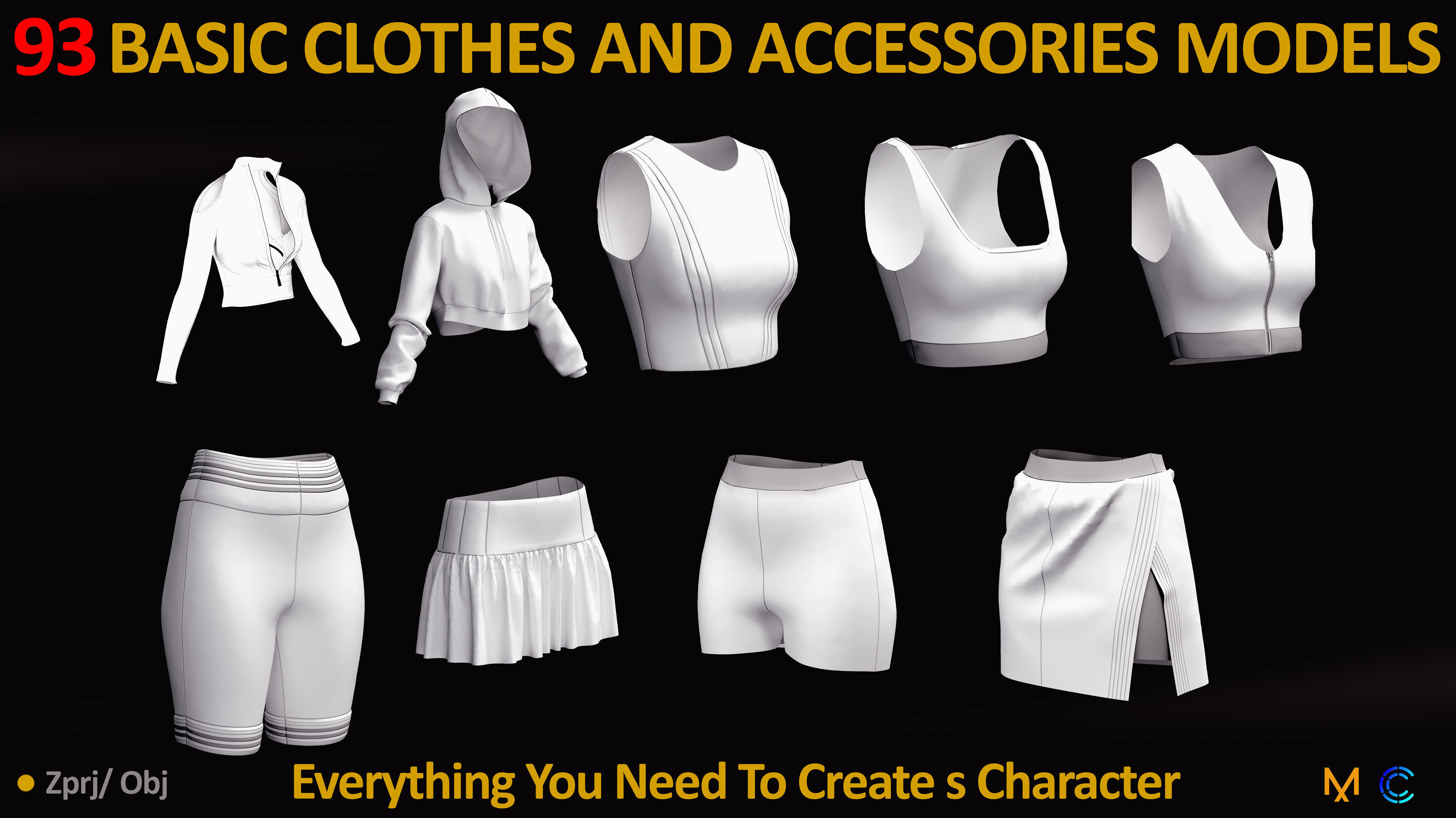 3D model 93 BASIC CLOTHES AND ACCESSORIES MODELS VR / AR / low-poly ...