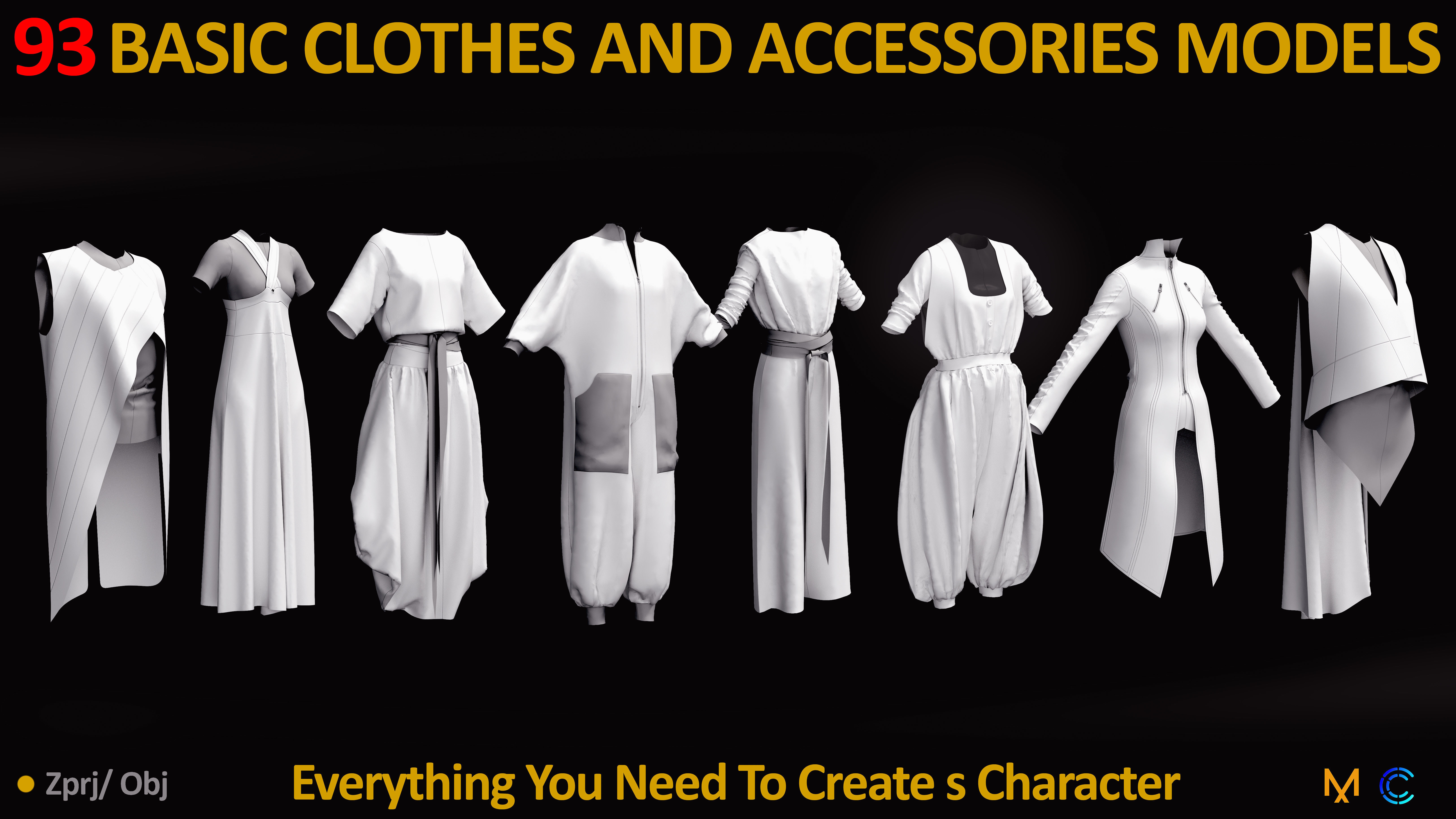 3D model 93 BASIC CLOTHES AND ACCESSORIES MODELS VR / AR / low-poly ...
