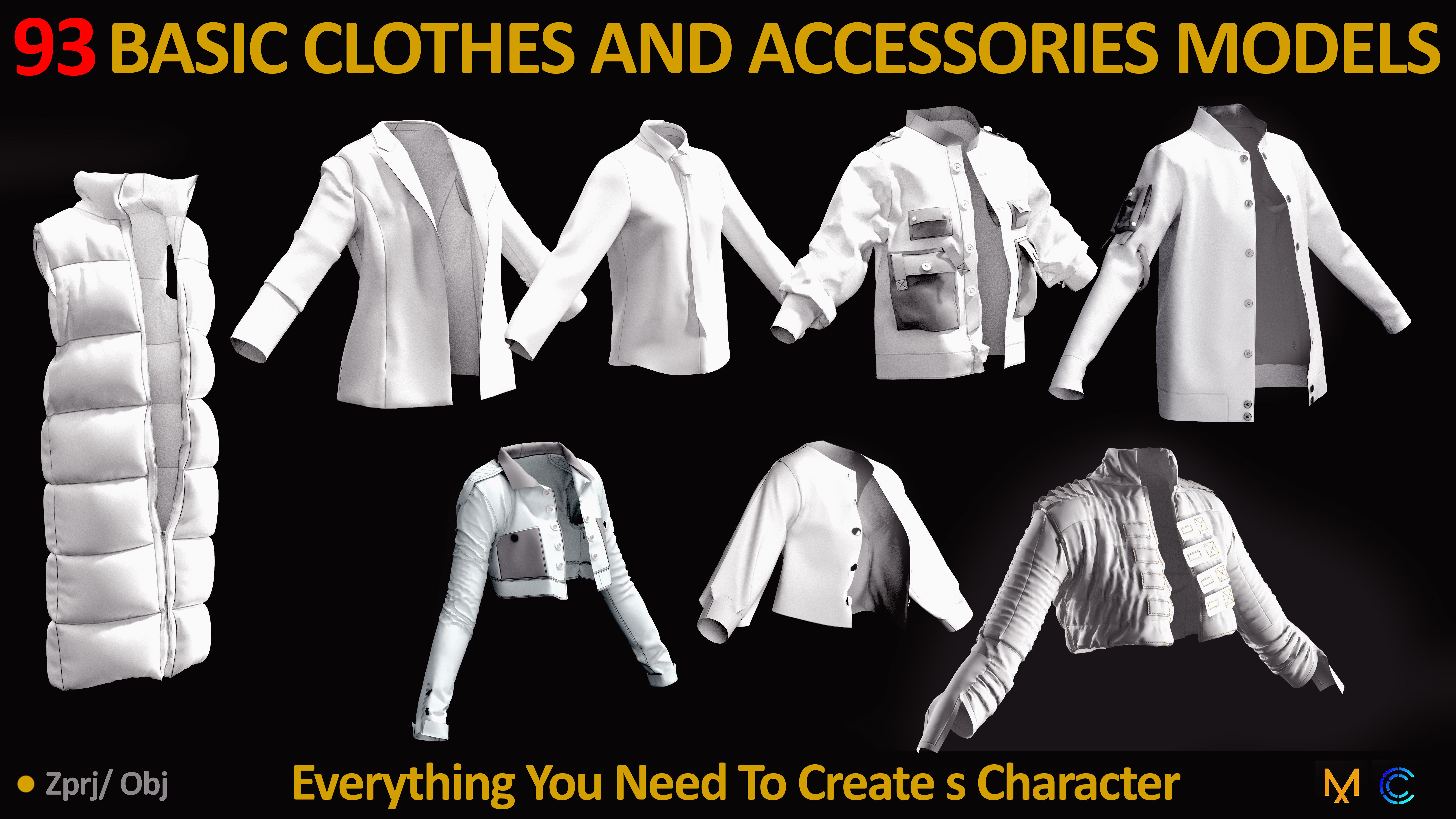 3D model 93 BASIC CLOTHES AND ACCESSORIES MODELS VR / AR / low-poly ...