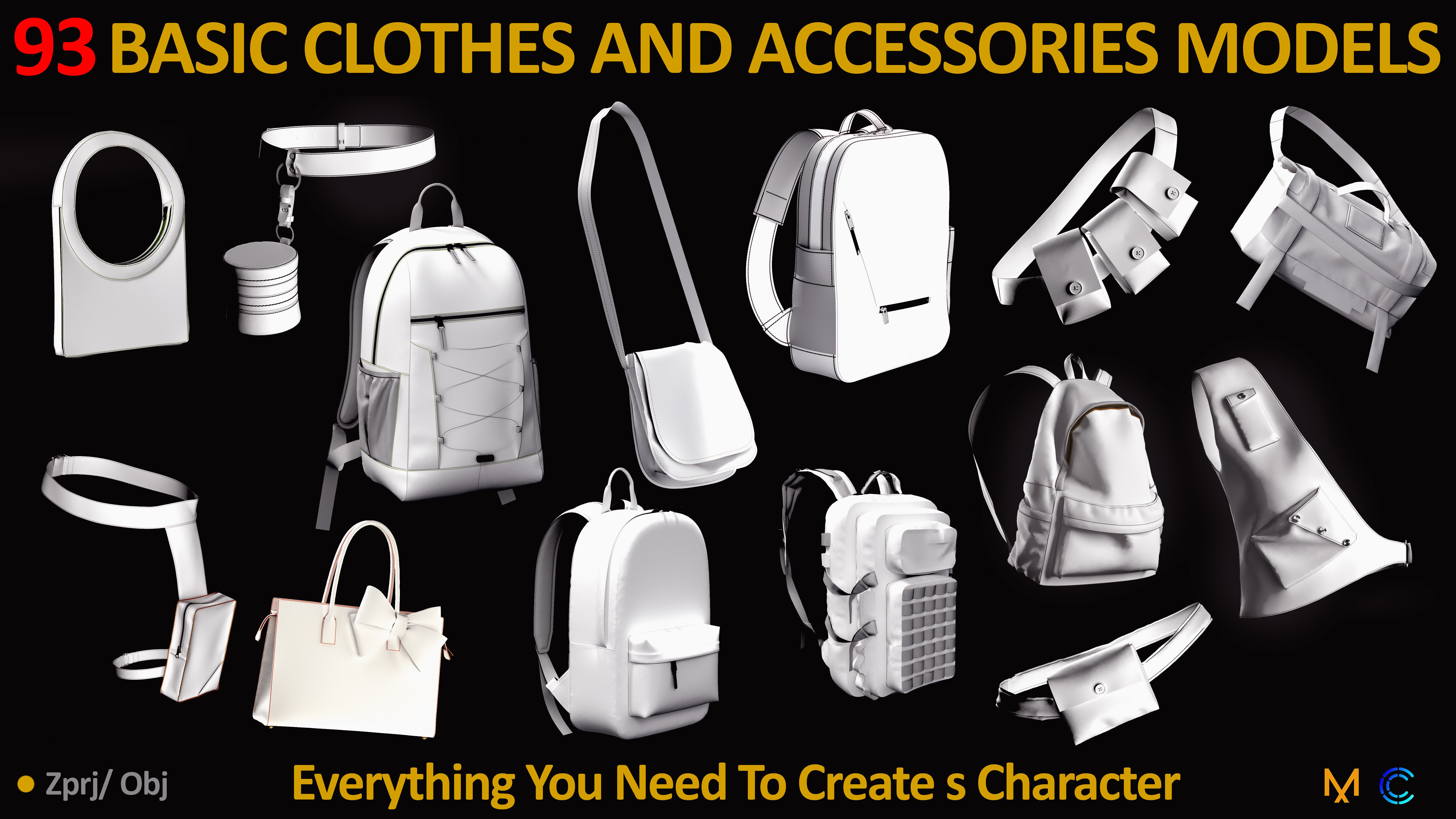 3D model 93 BASIC CLOTHES AND ACCESSORIES MODELS VR / AR / low-poly ...